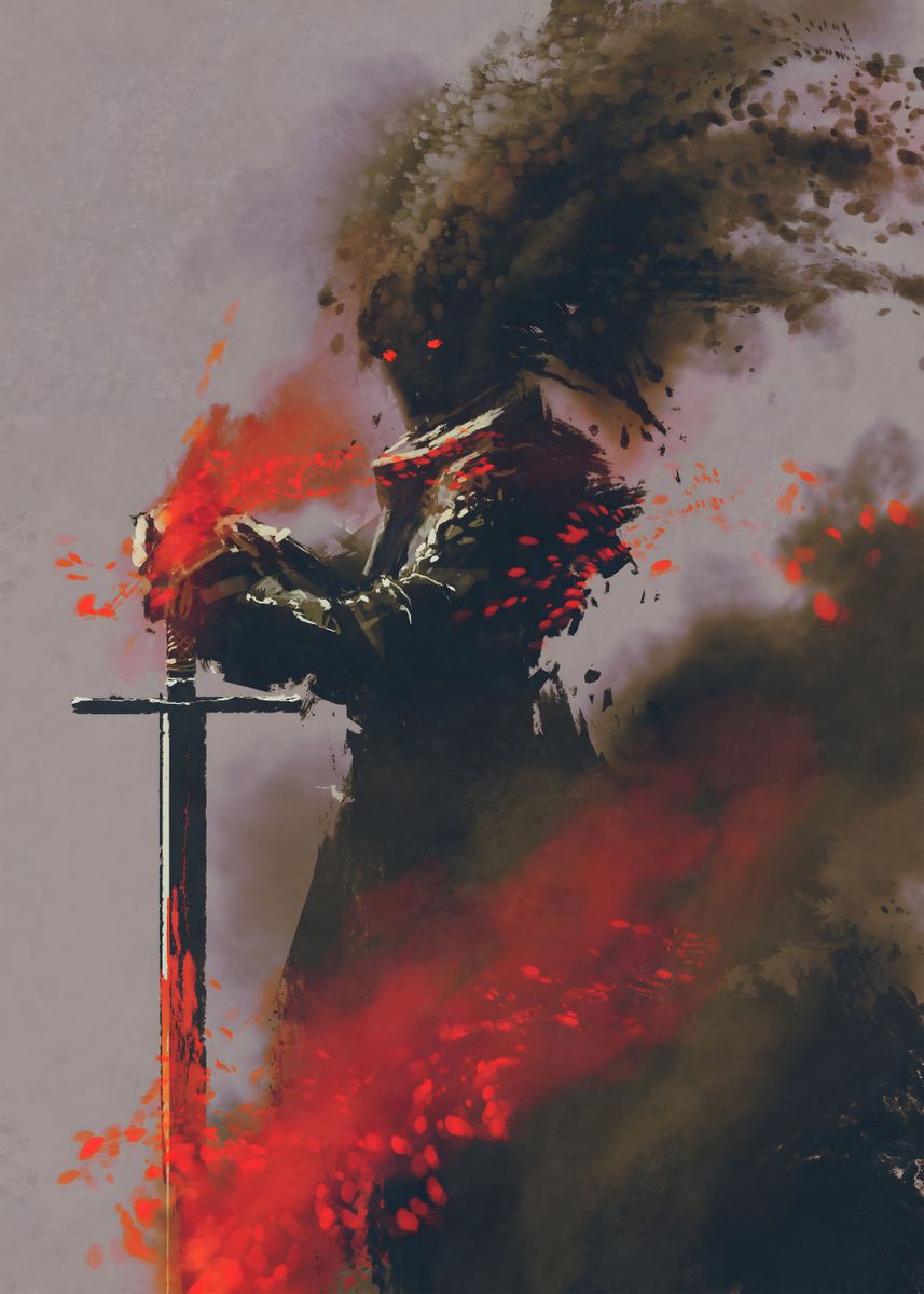 'Red Swords' Poster, picture, metal print, paint by dwopp | Displate