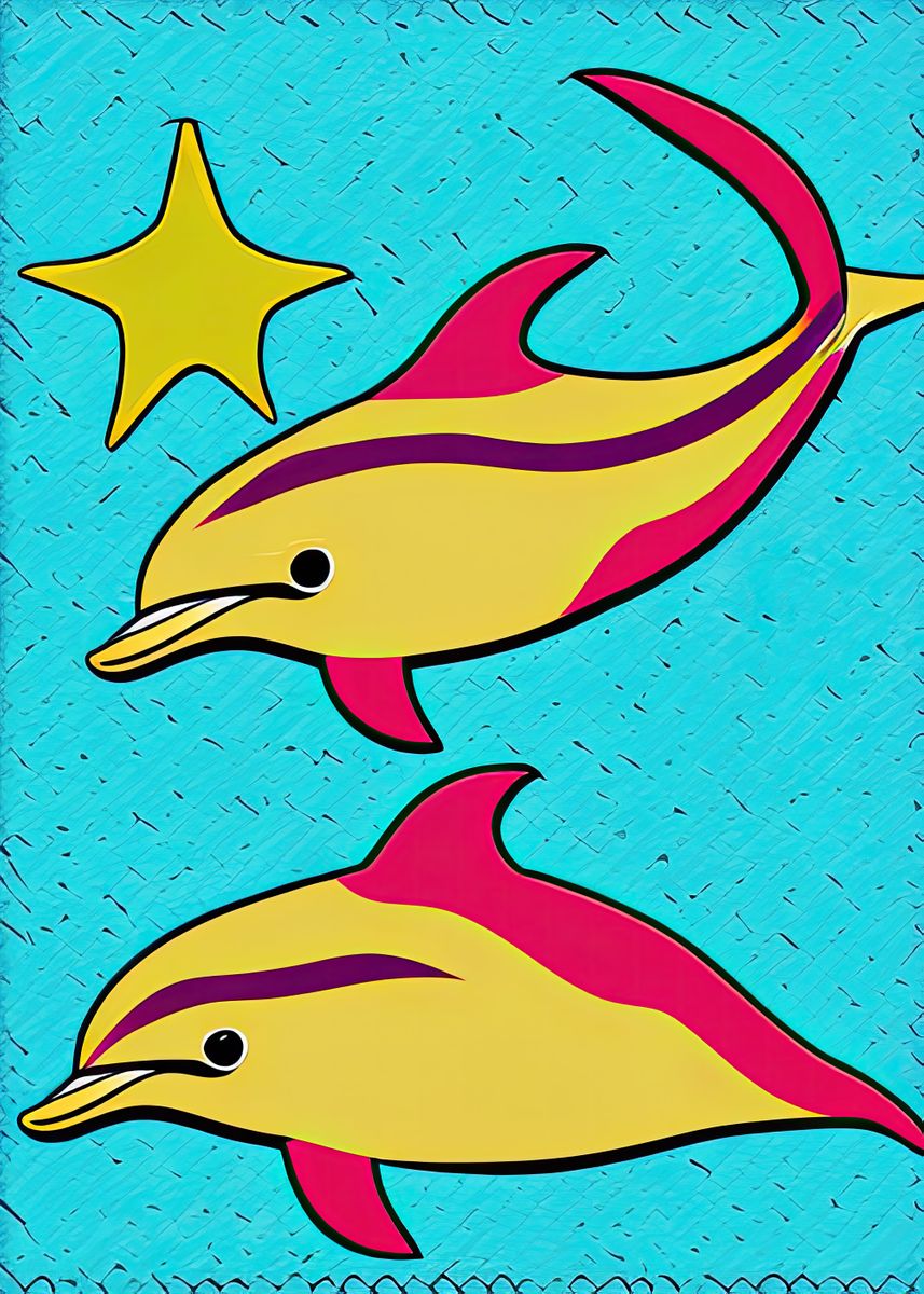 'Pop Art Dolphin 09' Poster, picture, metal print, paint by David ...