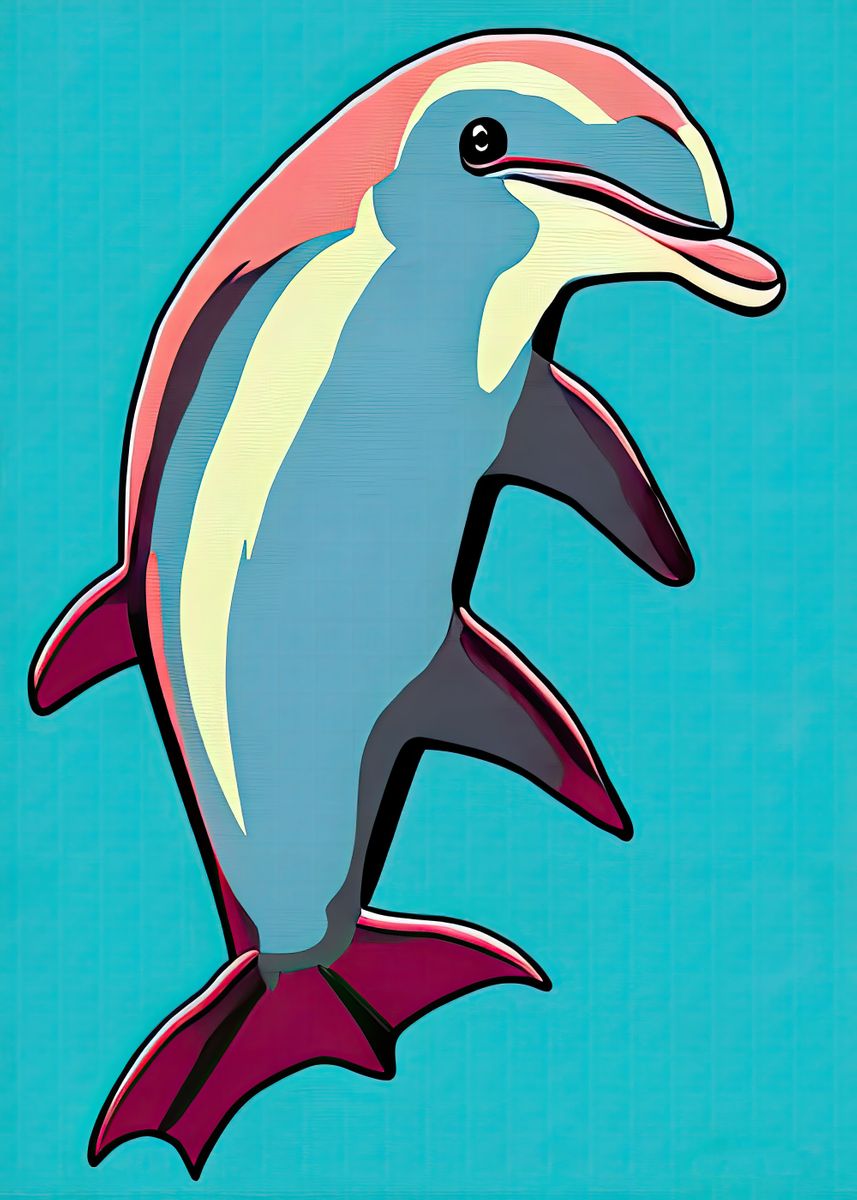 'Pop Art Dolphin 04' Poster, picture, metal print, paint by David ...
