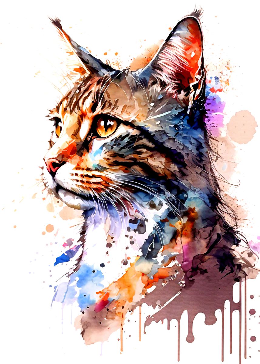 'Cat' Poster, picture, metal print, paint by set more | Displate