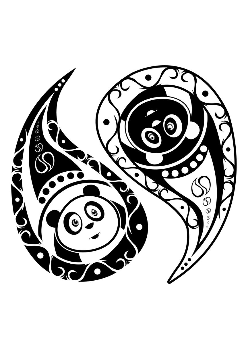 'Ying Yang Panda' Poster, picture, metal print, paint by Adamzworld ...