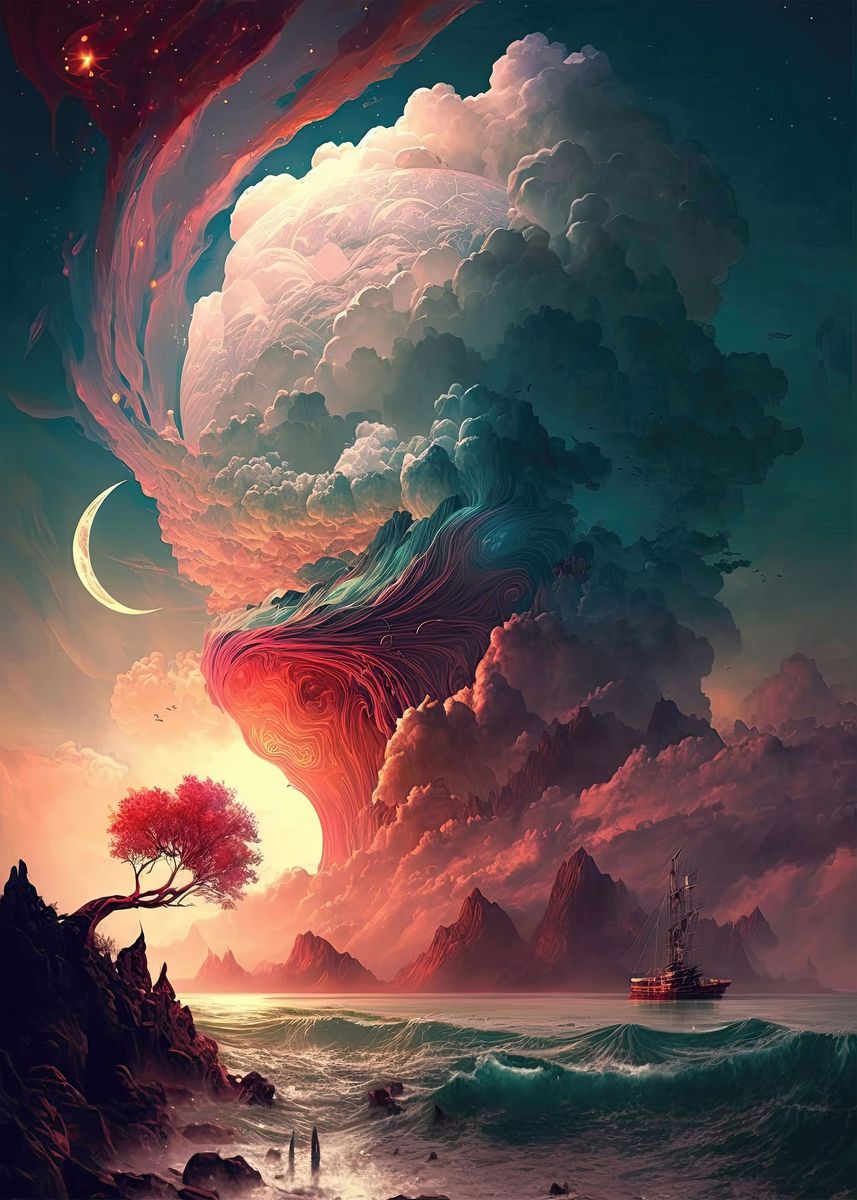 'Colorful Fantasy Landscape' Poster, picture, metal print, paint by ...