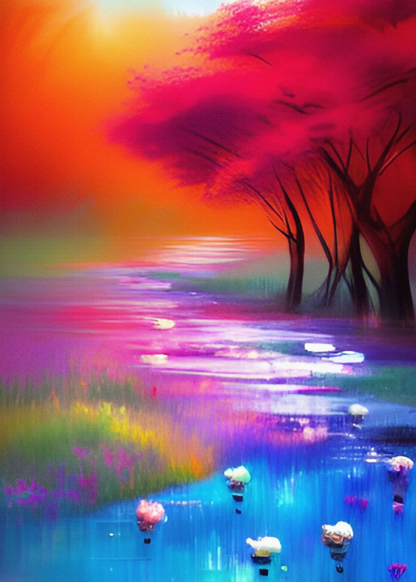 'Magenta Trees of Spring' Poster, picture, metal print, paint by ...