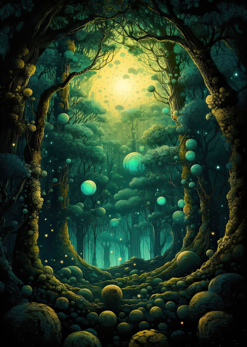 'Magical Infinity Forest' Poster, picture, metal print, paint by Cool ...