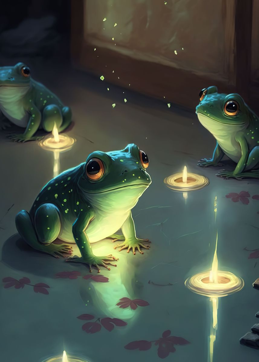 'cute frog' Poster, picture, metal print, paint by MAD SPACE | Displate