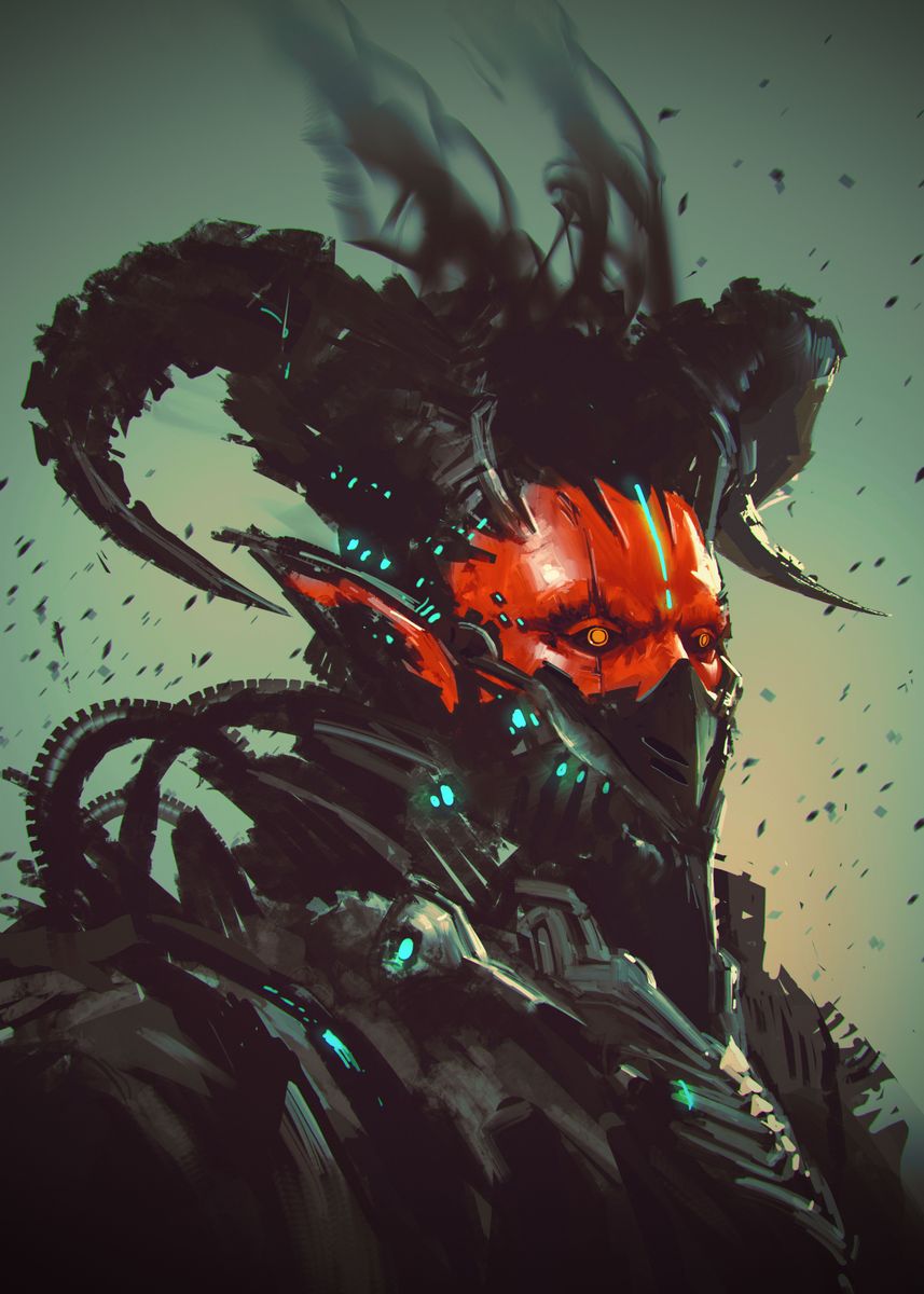 'Robotic demon' Poster, picture, metal print, paint by Color Art | Displate