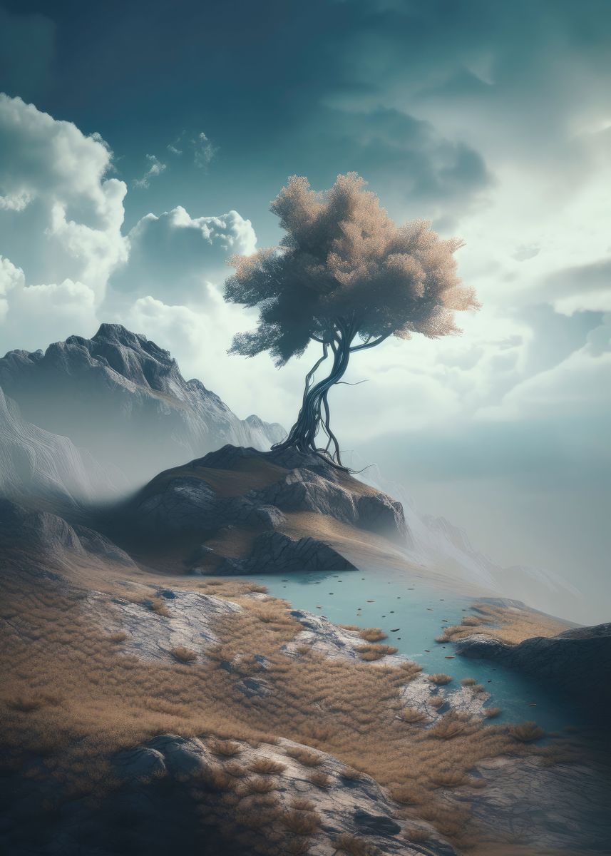 'The lonely tree 4' Poster, picture, metal print, paint by Steven ...