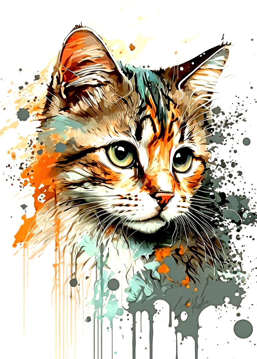 'Cat' Poster, picture, metal print, paint by set more | Displate