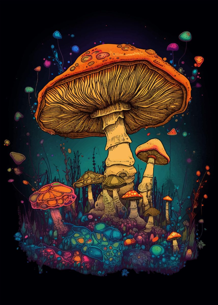 'Psychedelic Mushroom' Poster, picture, metal print, paint by PxL ...