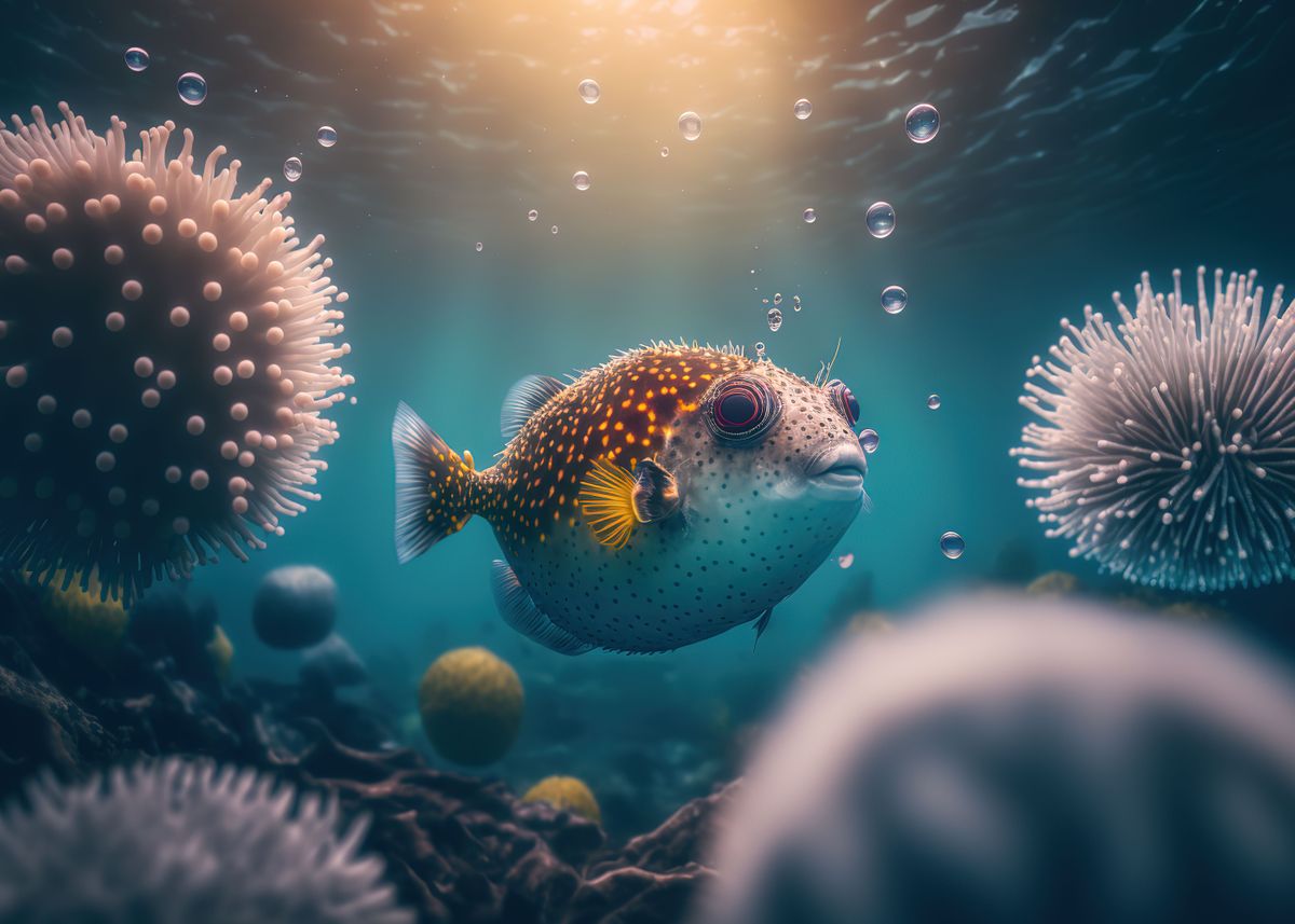 'pufferfish fish ' Poster by newton russell | Displate