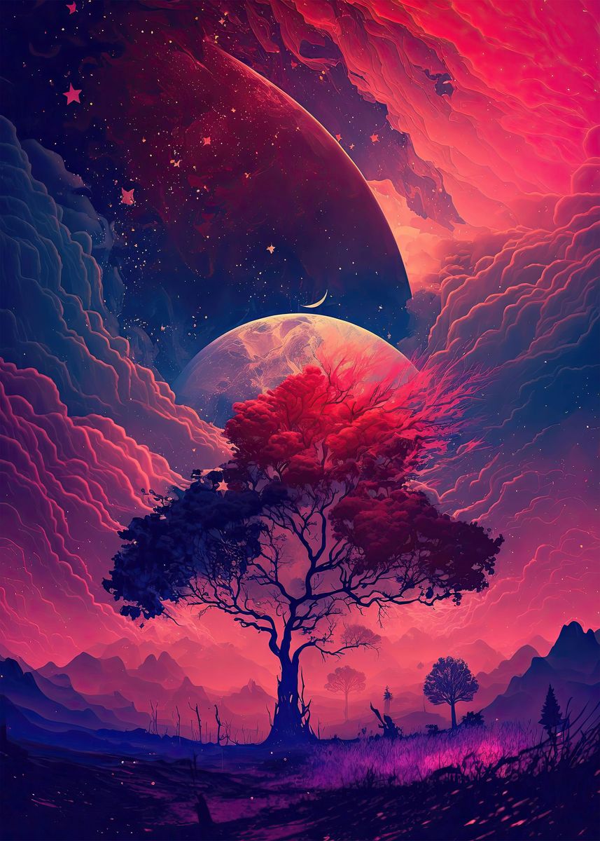 'Colorful Fantasy Landscape' Poster, picture, metal print, paint by ...