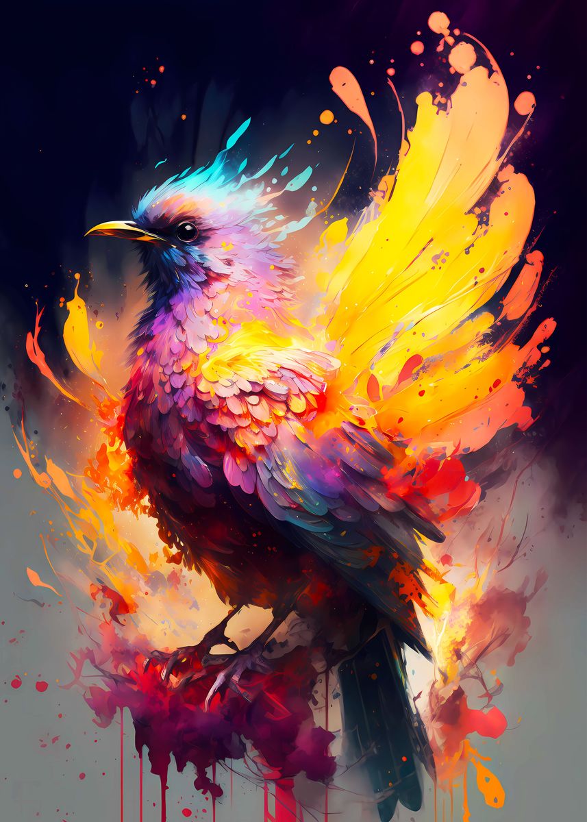 'Mystical Phoenix Abstract ' Poster, picture, metal print, paint by ...