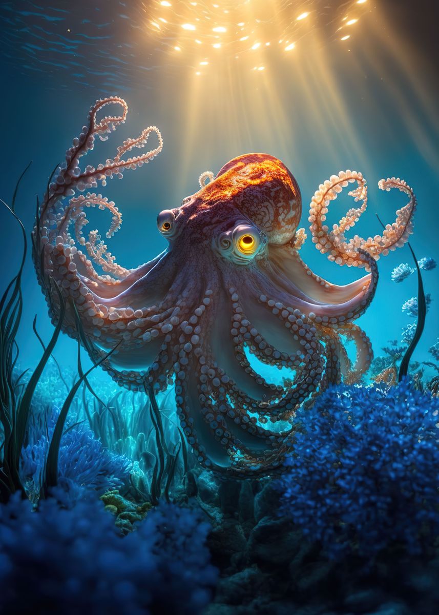 'octopus animal' Poster, picture, metal print, paint by deidrera cheal ...