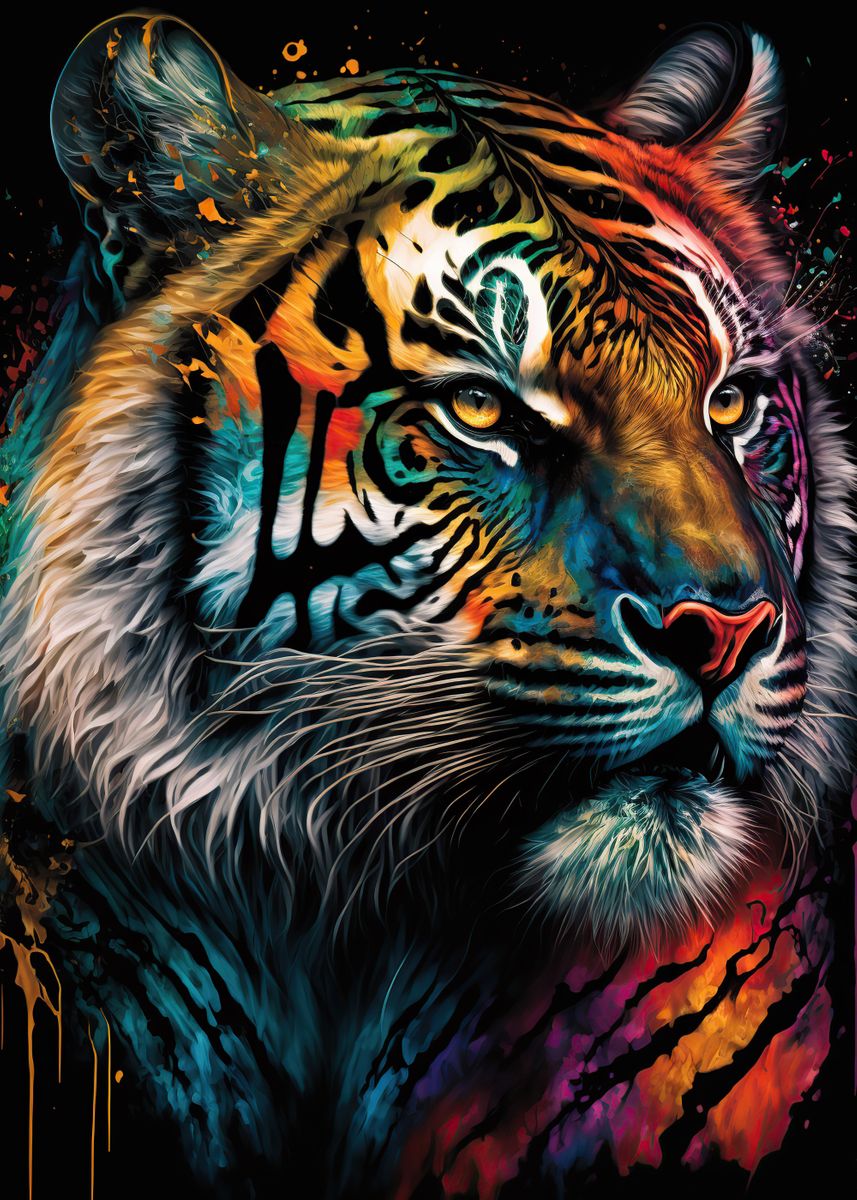 'Tiger colorful' Poster, picture, metal print, paint by Ana Calvert ...
