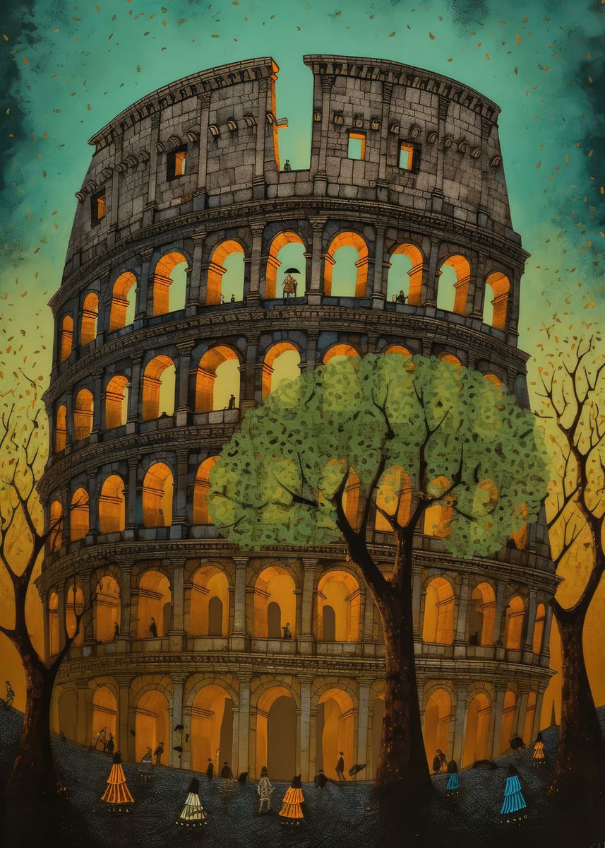 'Colosseum Rome abstract 1' Poster, picture, metal print, paint by ...