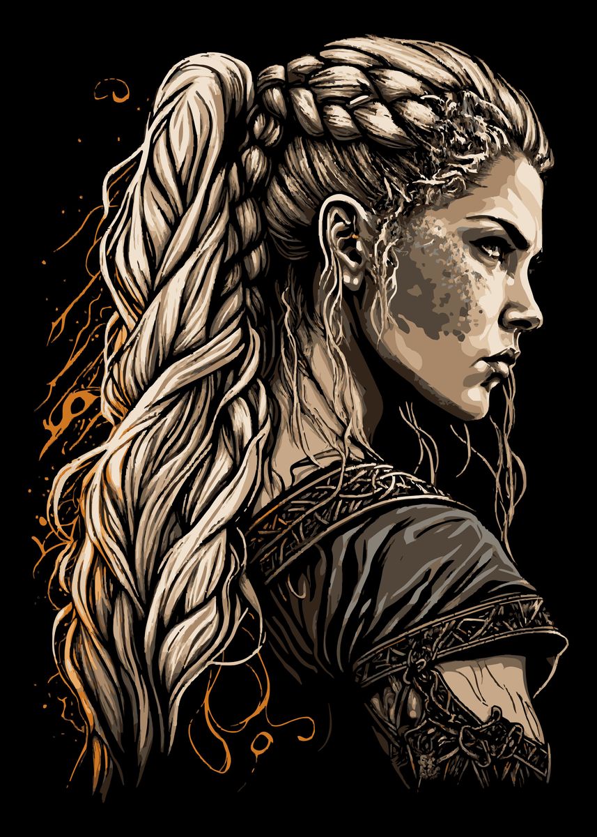 'Viking Female Portrait 2' Poster, picture, metal print, paint by ...