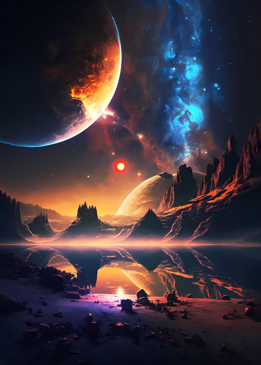 'Dawn On Cosmos Planet' Poster, picture, metal print, paint by Luong ...