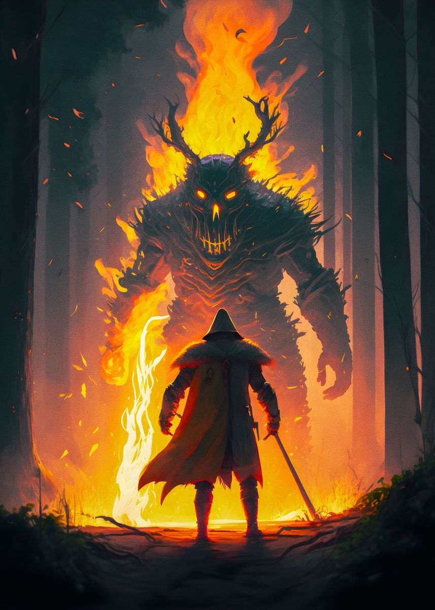 'Knight and monster' Poster, picture, metal print, paint by Muhammad ...