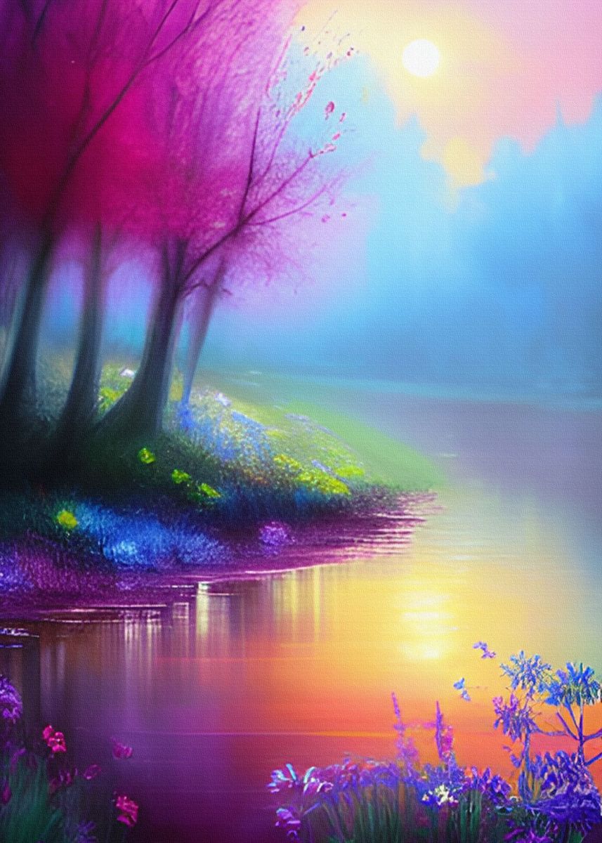 'Magical Violet Evening' Poster by MONLart | Displate