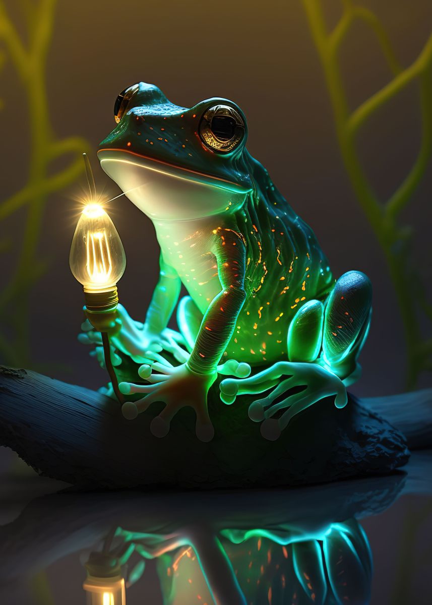 'cute frog' Poster, picture, metal print, paint by MAD SPACE | Displate
