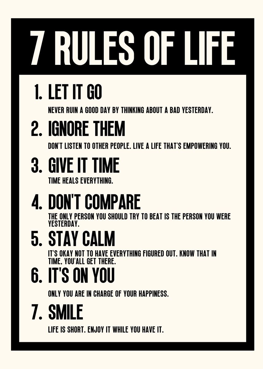 '7 Rules of Life' Poster, picture, metal print, paint by Yess | Displate