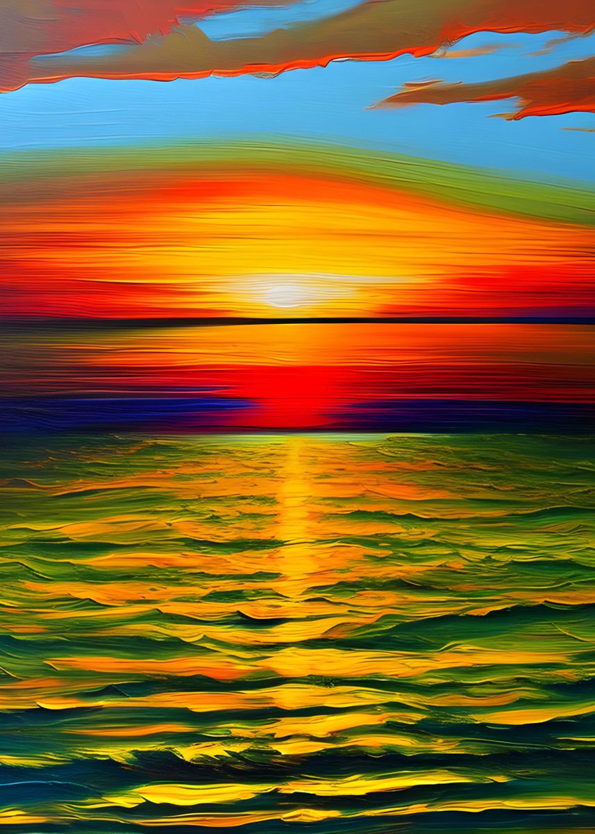 'Abstract of a sunset' Poster, picture, metal print, paint by ...