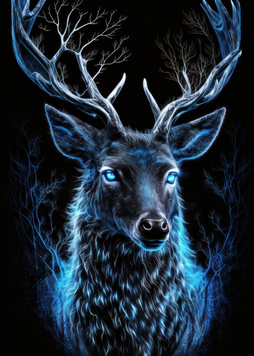 'Magic frost deer' Poster, picture, metal print, paint by Byrdyak ...