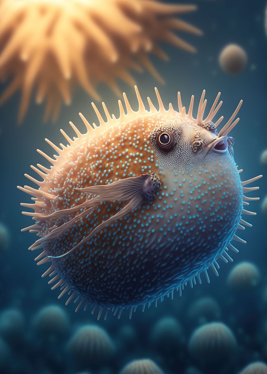 'pufferfish fish ' Poster, picture, metal print, paint by newton ...