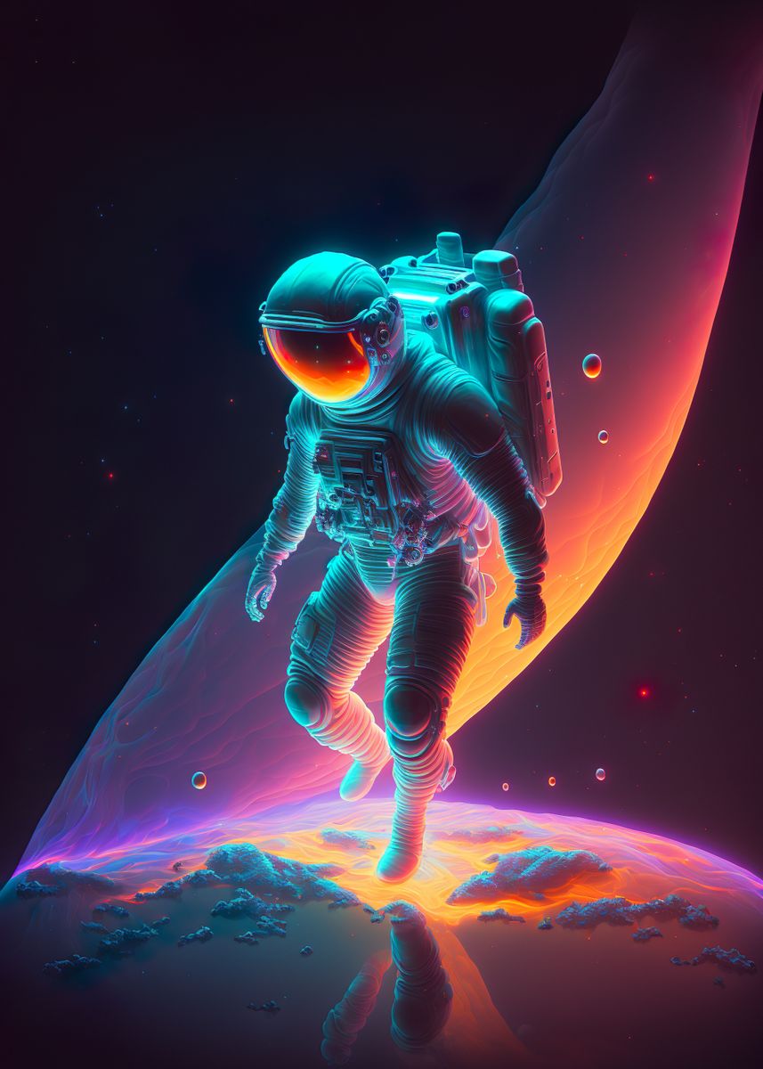 'Fancy Colorful Astronaut' Poster, picture, metal print, paint by ...