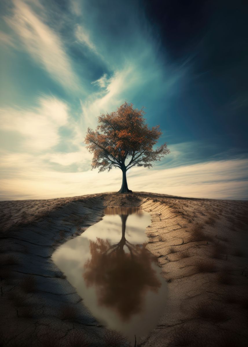 'The lonely tree 3' Poster, picture, metal print, paint by Steven ...