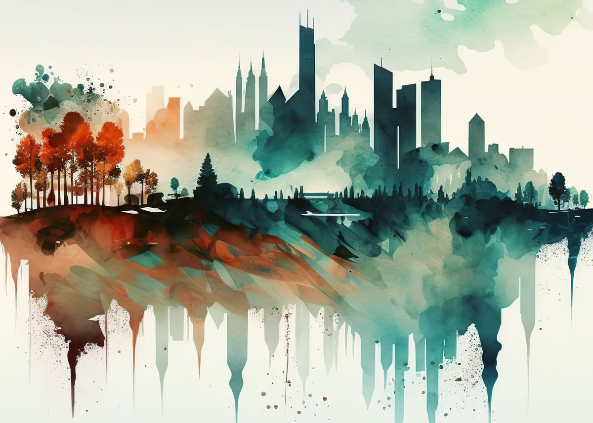 'City watercolor' Poster by Childs Space | Displate