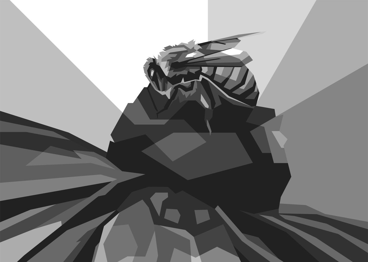 'Honey bee Grayscale' Poster by Rizky Dwi | Displate