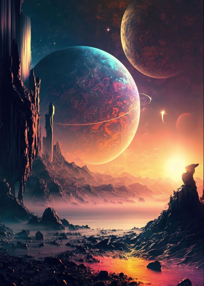 'Colorful Fantasy Landscape' Poster, picture, metal print, paint by ...