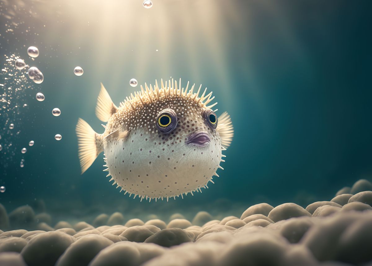 'pufferfish fish ' Poster by newton russell | Displate