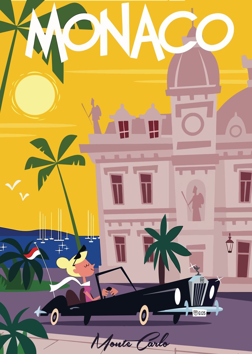 'Travel to monaco' Poster, picture, metal print, paint by Leonardo ...