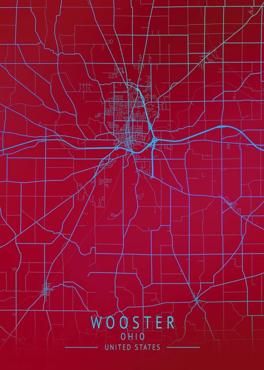 'Wooster USA City Map' Poster, picture, metal print, paint by Gigi Bgm ...