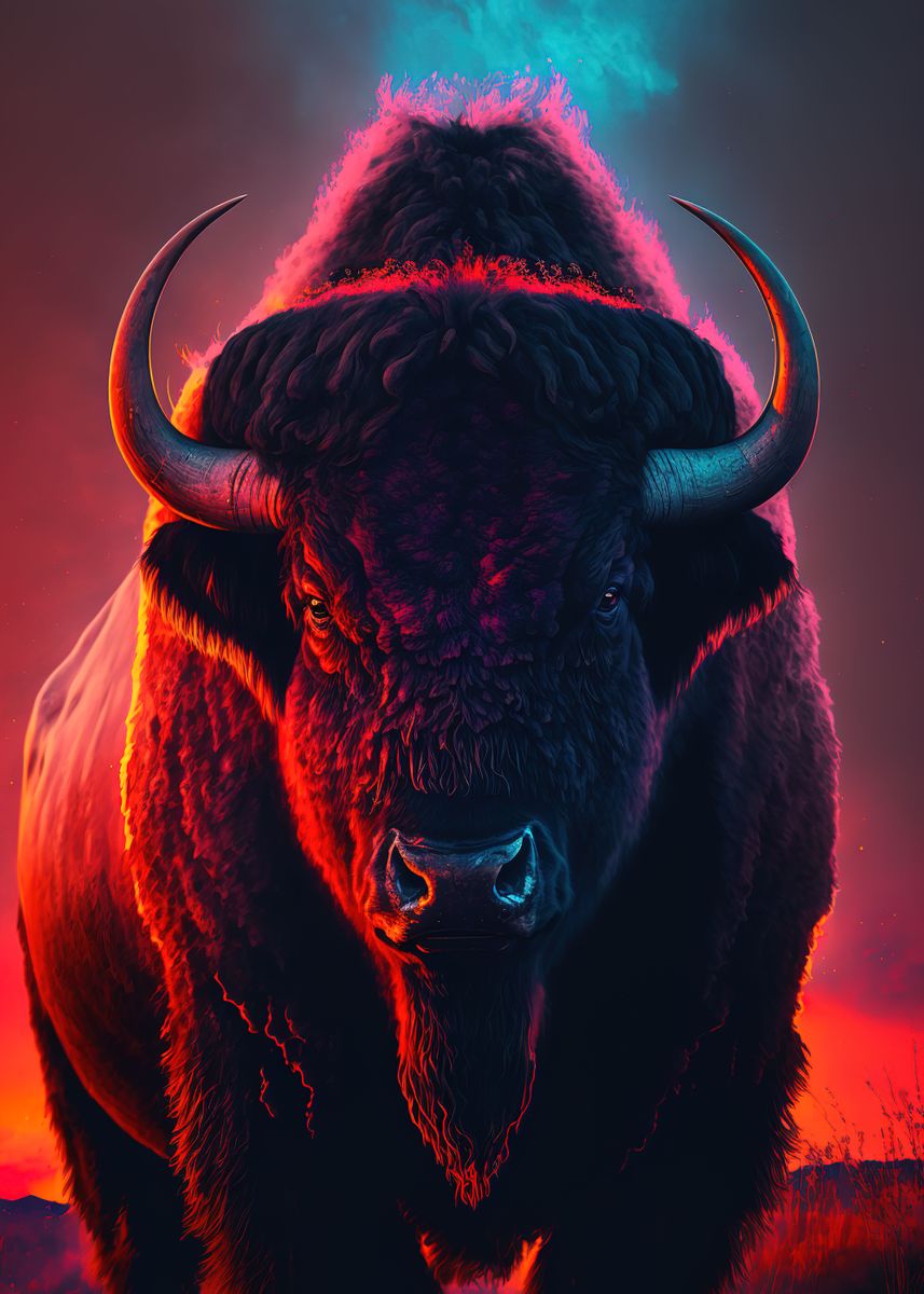 'buffalo animal ' Poster, picture, metal print, paint by Silhouette ...