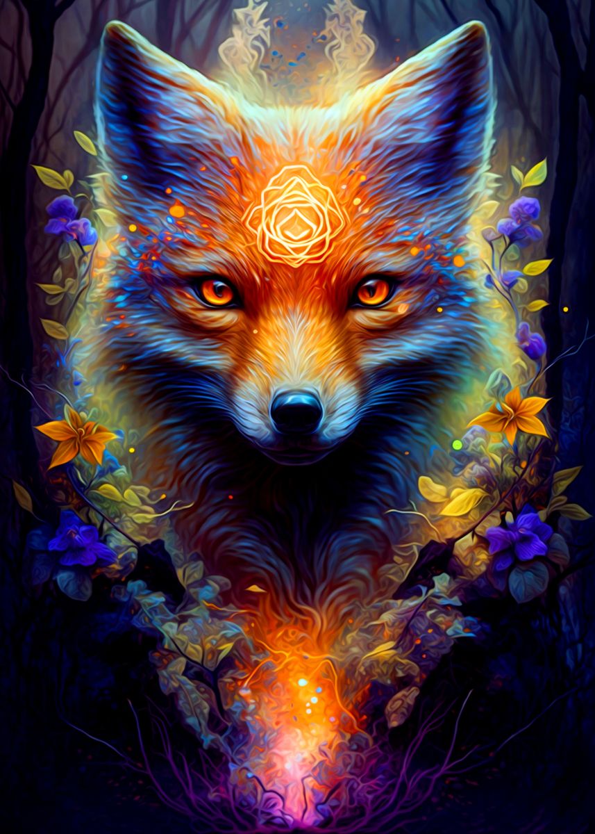 'Fox' Poster, picture, metal print, paint by Tiker Arts | Displate