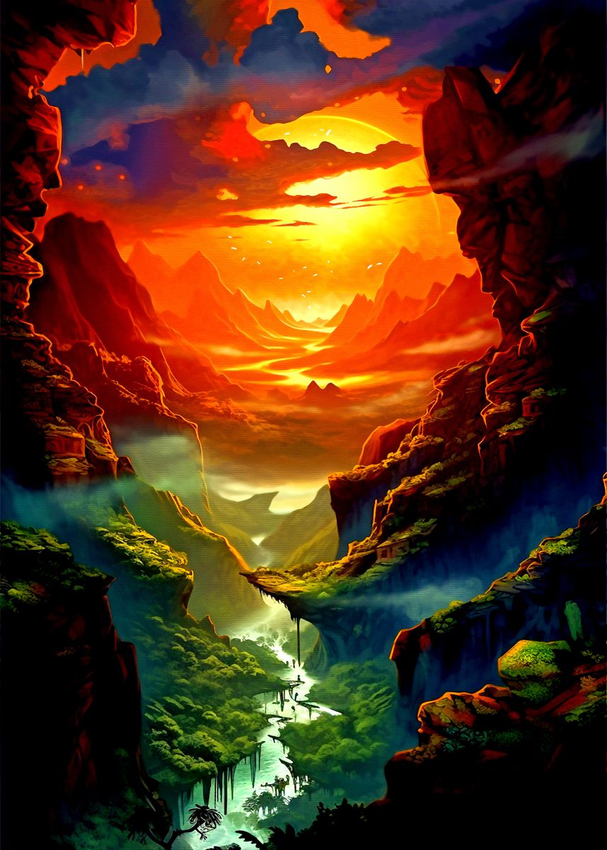 'Fantasy Landscape' Poster, picture, metal print, paint by Helen Hall ...