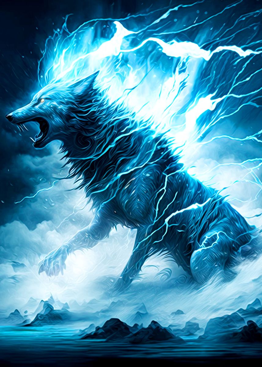 'Fantasy Wolf' Poster, picture, metal print, paint by Hustle 92 | Displate