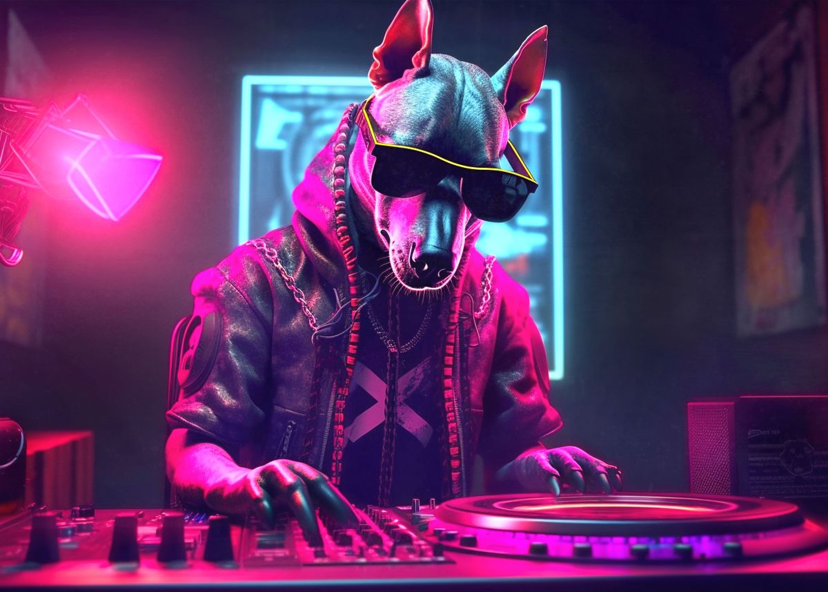'Cyberpunk dog dj' Poster by Tapu Vlad | Displate