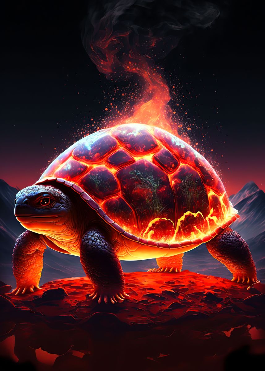 'Turle fire' Poster, picture, metal print, paint by lauren akaety ...