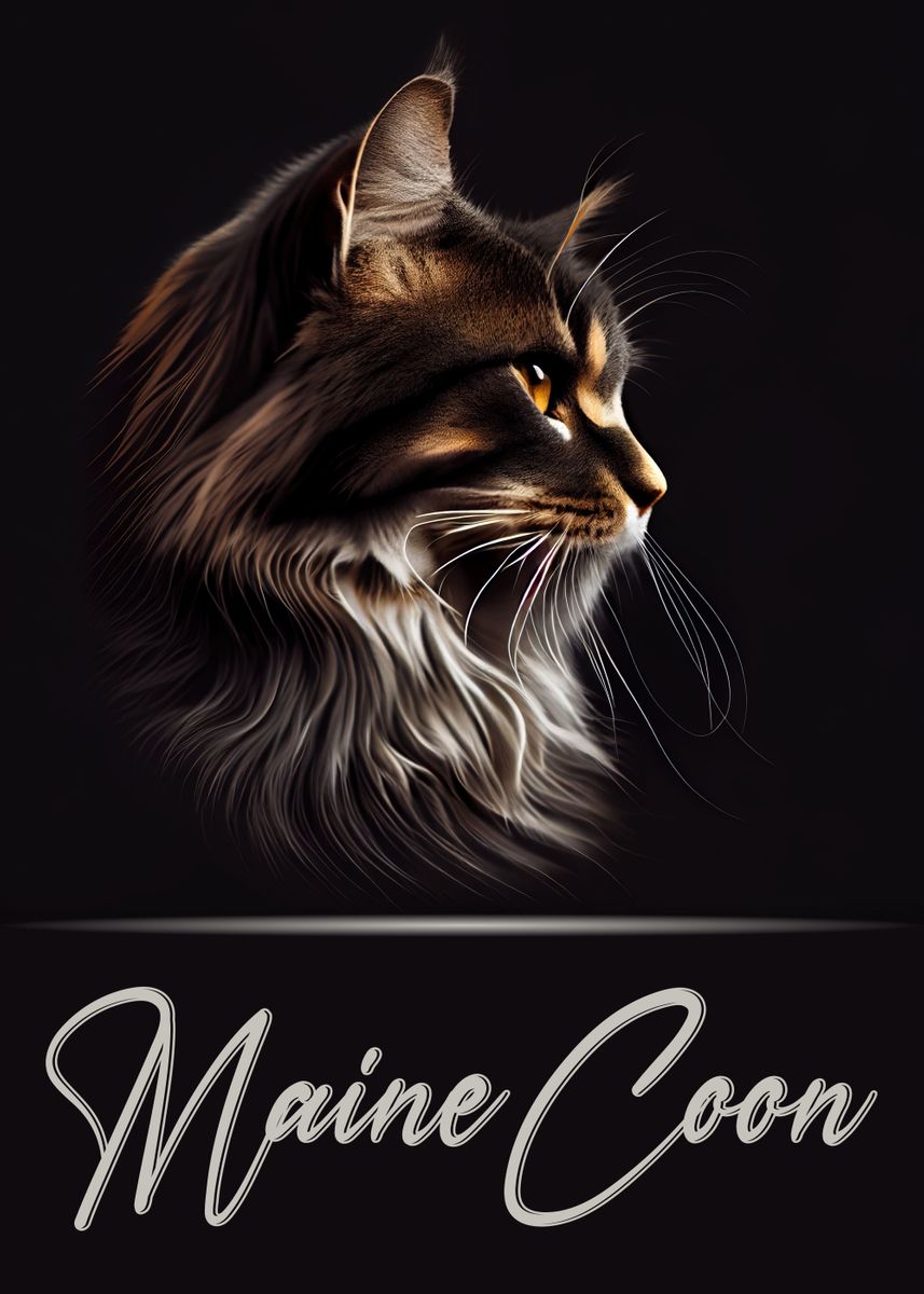 'Elegant Maine Coon' Poster, picture, metal print, paint by Artistic ...