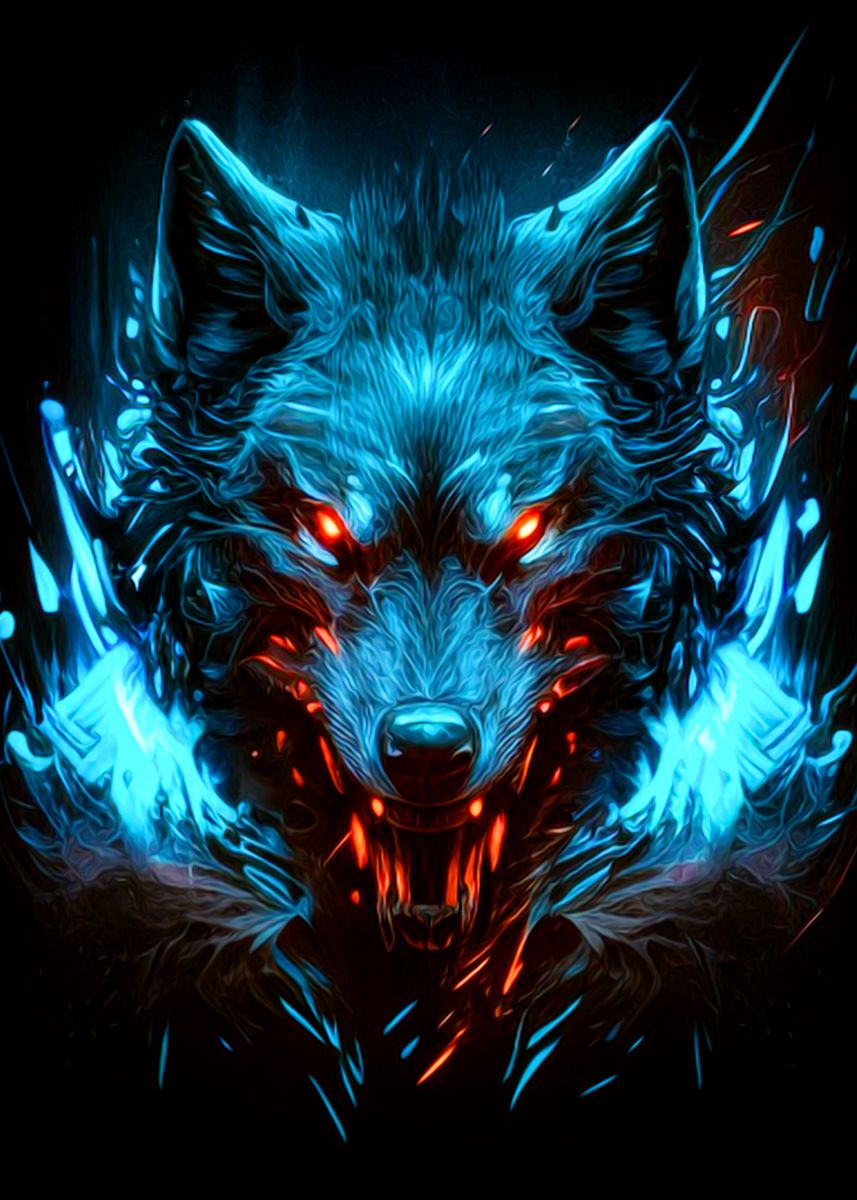 'Fantasy Wolf' Poster, picture, metal print, paint by Hustle 92 | Displate