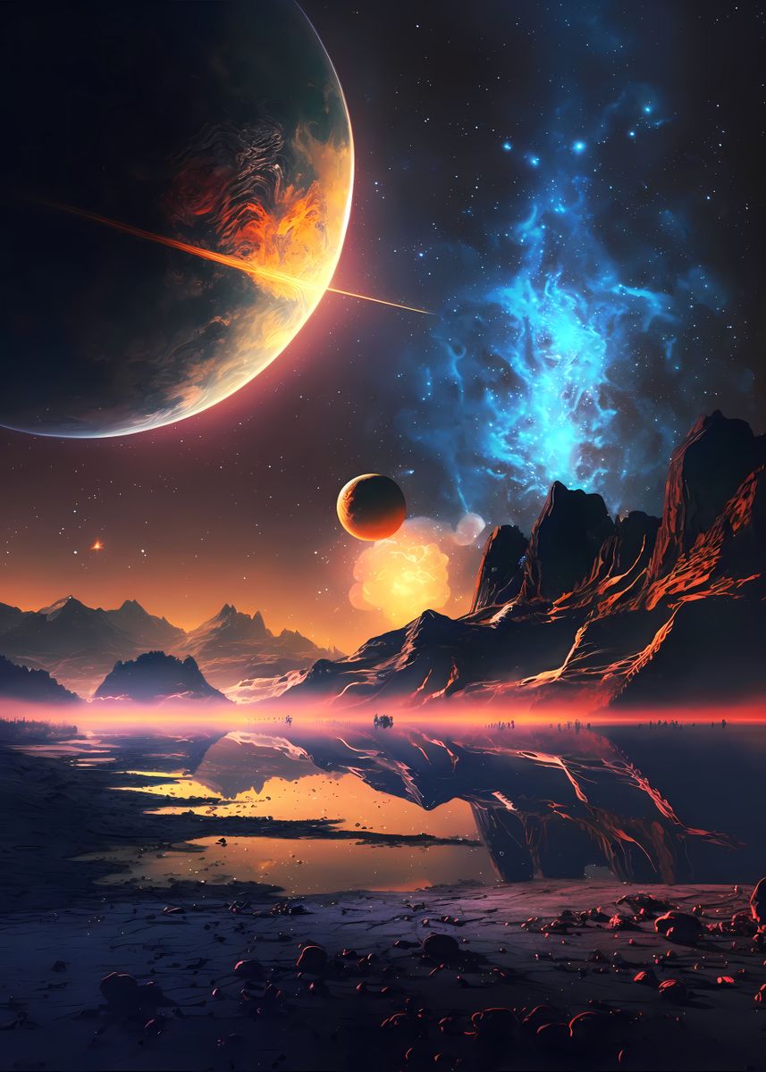 'Sunset Over the Planets' Poster by Luong Phat | Displate