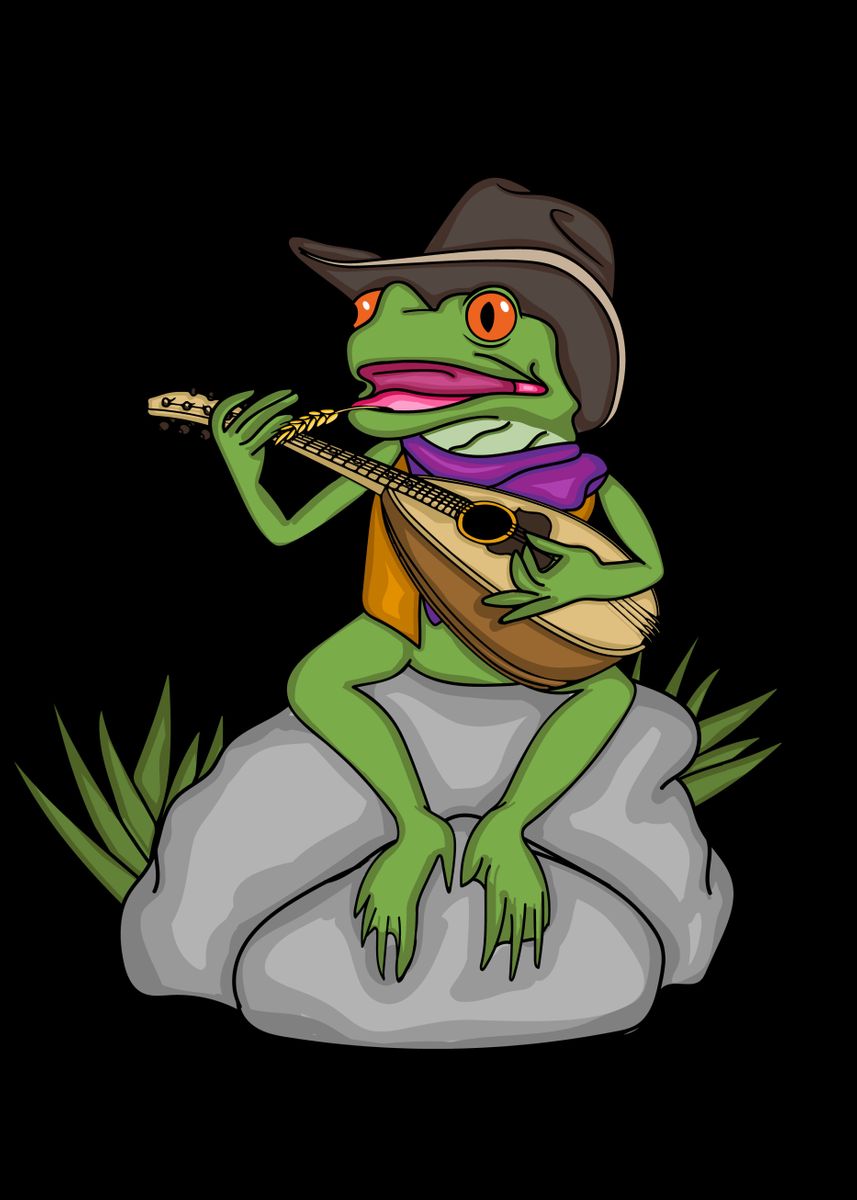 'Mandolin Player Music Frog' Poster, picture, metal print, paint by ...