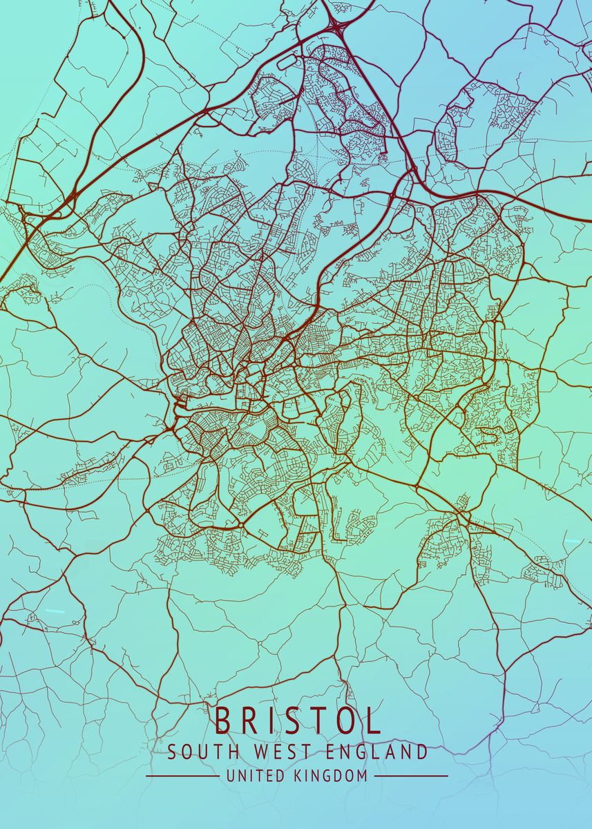 'Bristol UK CITY MAP' Poster, picture, metal print, paint by Gigi Bgm ...