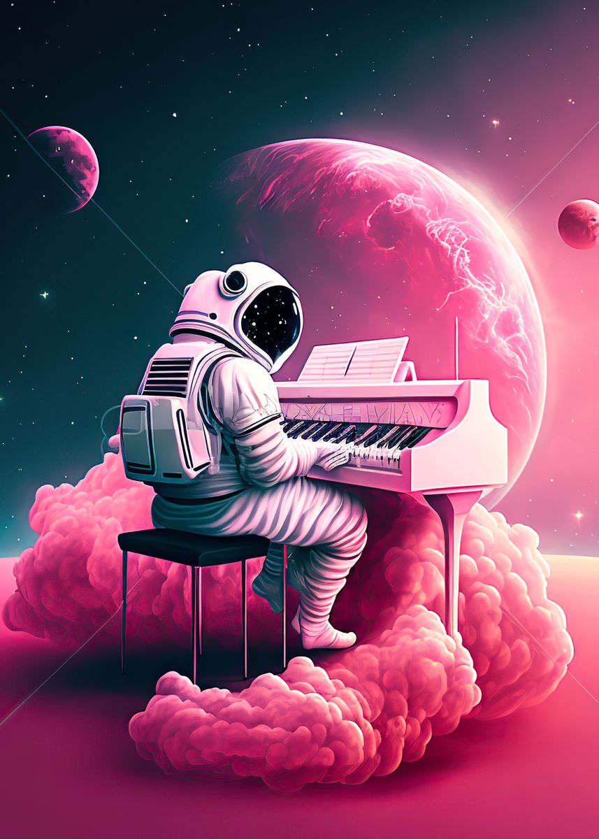 'Astronaut Play Piano' Poster, picture, metal print, paint by Ahmet ...