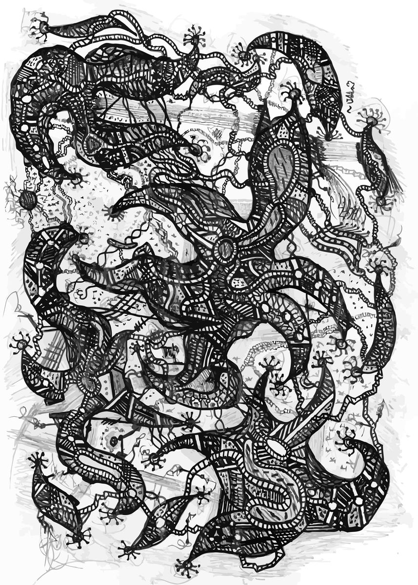 'Graphite Psychedelic Dream' Poster, picture, metal print, paint by ...