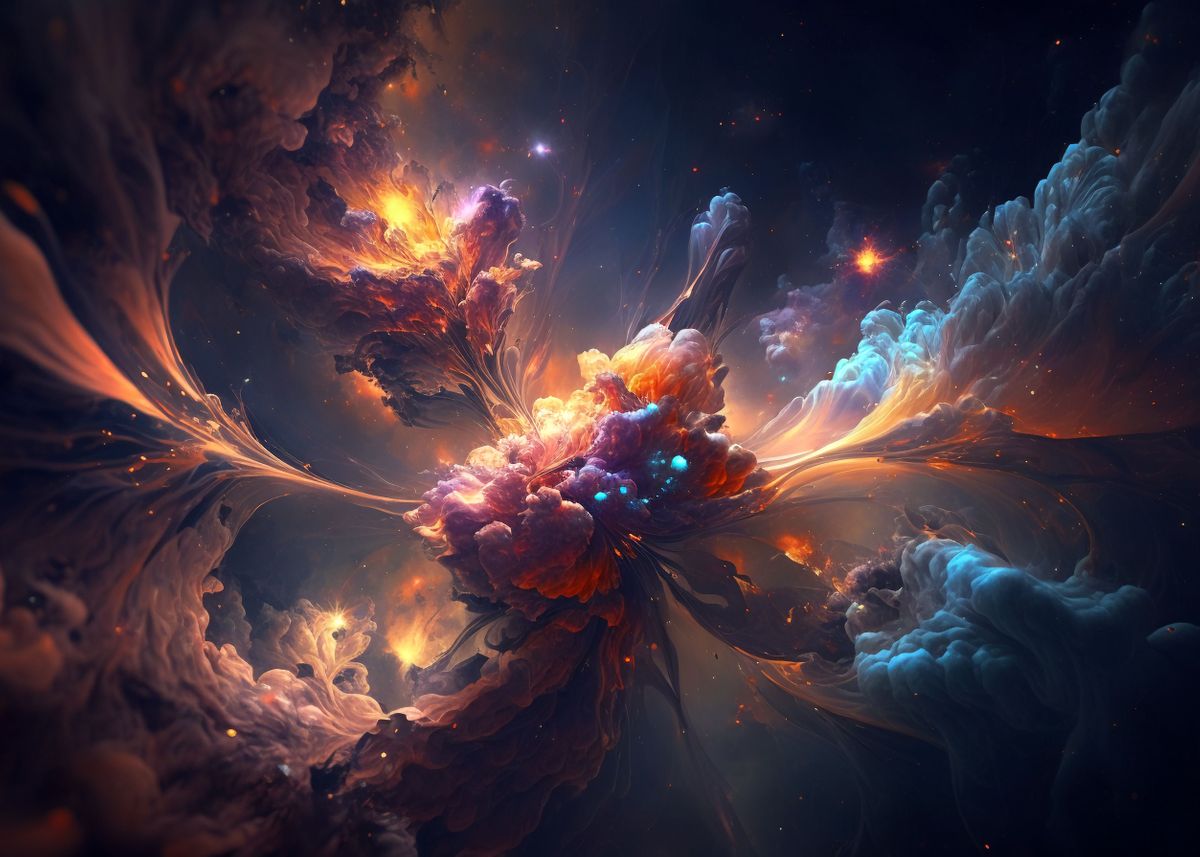 'Colorful Space Abstract' Poster by Jiri Hodecek | Displate